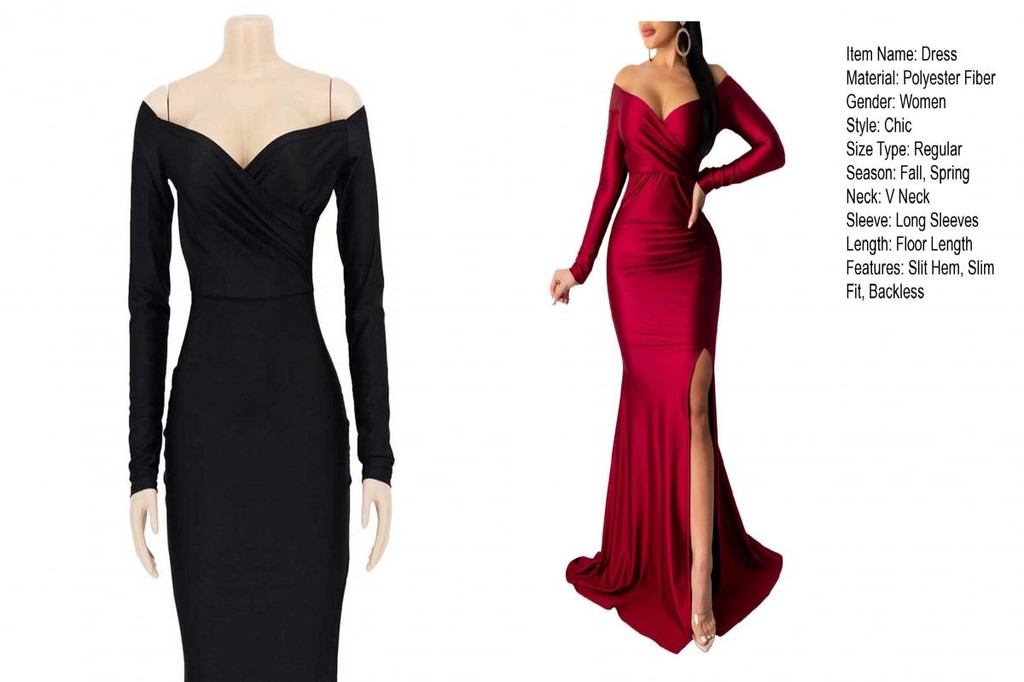 [ER] Backless Ball Gown Low-cut Dress Elegant V Neck Off Shoulder Maxi ...