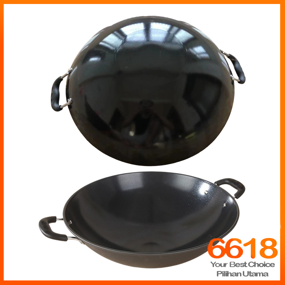 38cm Kuali Enamel Pantri Dua Pemegang Kuali Enamel Kuali Tumis Kuali ...