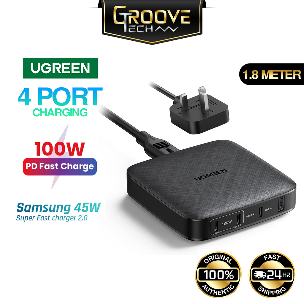 UGREEN 4 Port 100W PD Charger 3C1A Desktop Charger Anti Shock Type C ...