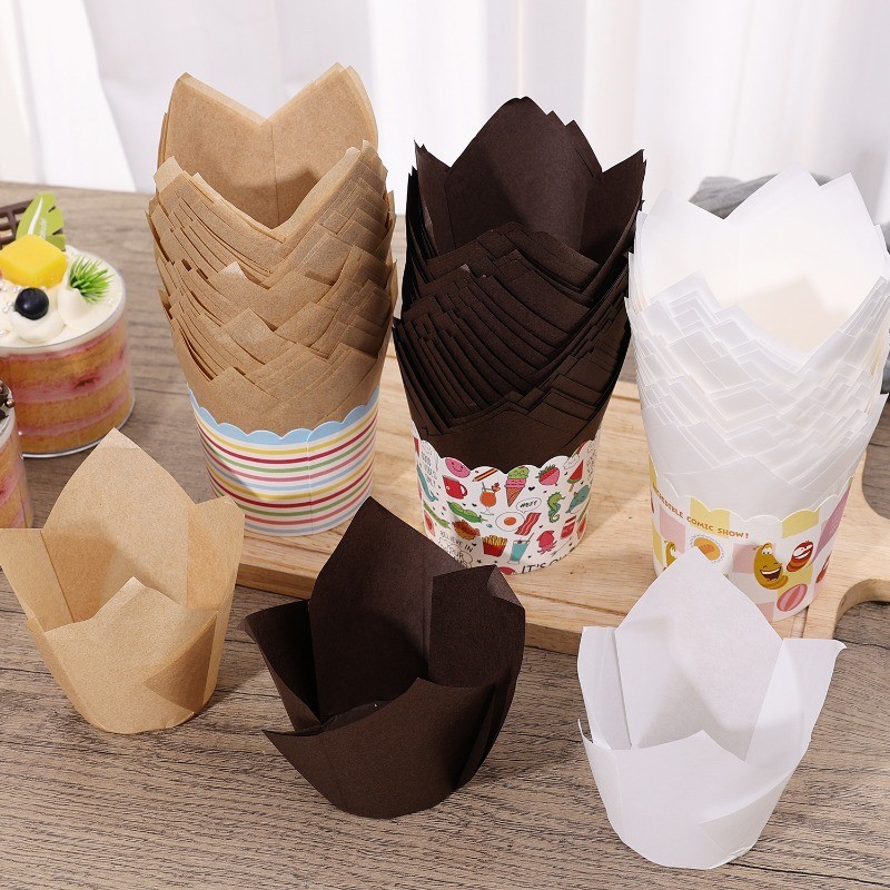 50Pcs Creative Tulip Muffin Cups Baking Paper Cup for Wedding Party ...