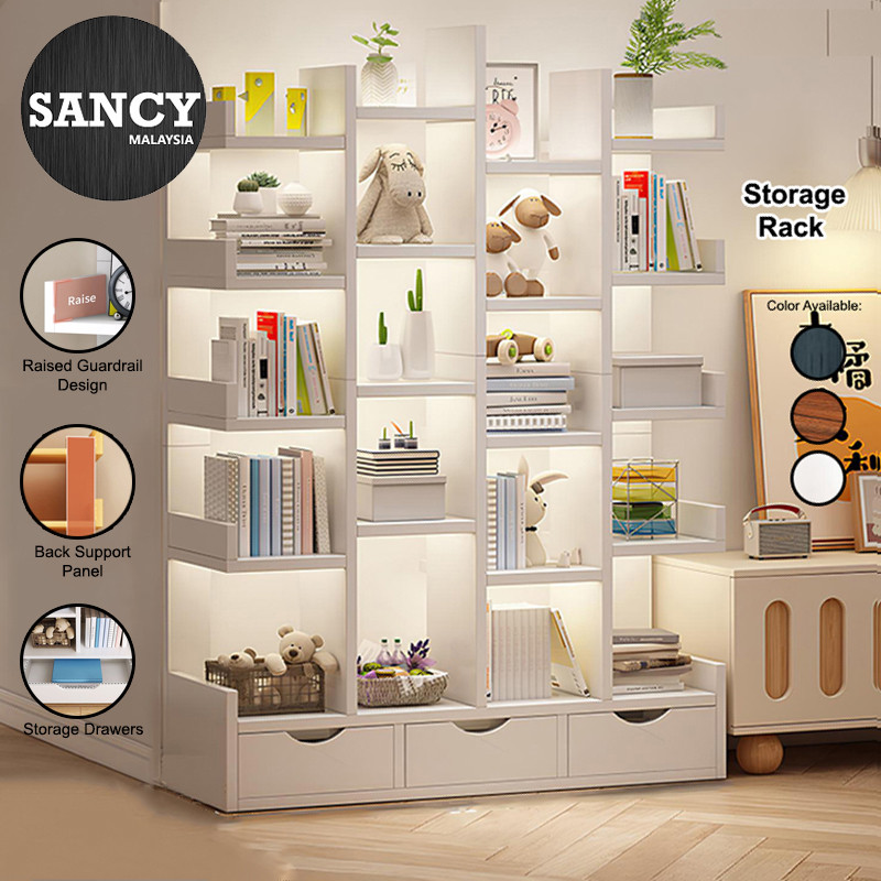 Sancy Storage Rack Bookshelf Floor Standing Display Shelves Household ...