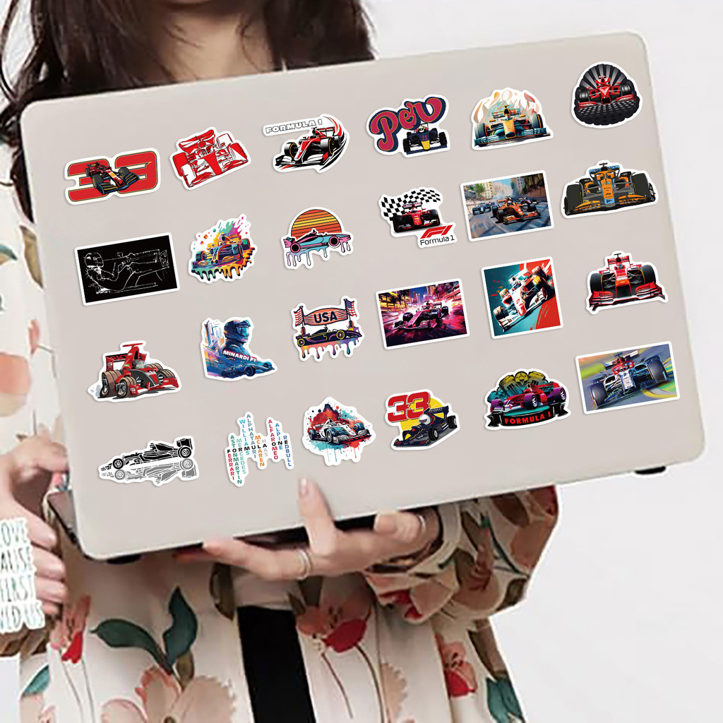 50Pcs Creative F1 Racing Car Stickers DIY Guitar Notebook Luggage Phone ...