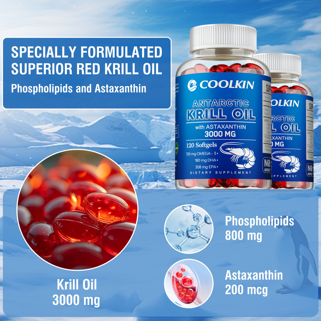 Antarctic Krill Oil Omega 3 Softgels 3000mg with Astaxanthin ...
