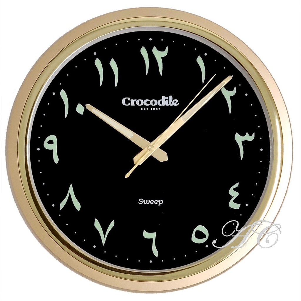 100% ORIGINAL CROCODILE Jawi Luminous Glow Quiet Analogue Wall Clock ...