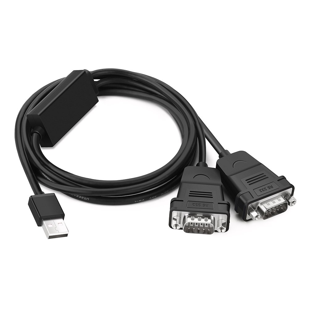 UGREEN USB 2.0 to Dual Serial RS232 DB9 9 Pin Adapter Cable Serial POS ...