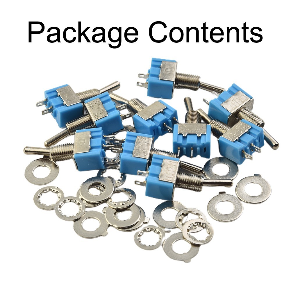 10pcs MTS-101 2 Pin SPST ON-OFF 2 Position 6A 250V AC Mini Toggle ...