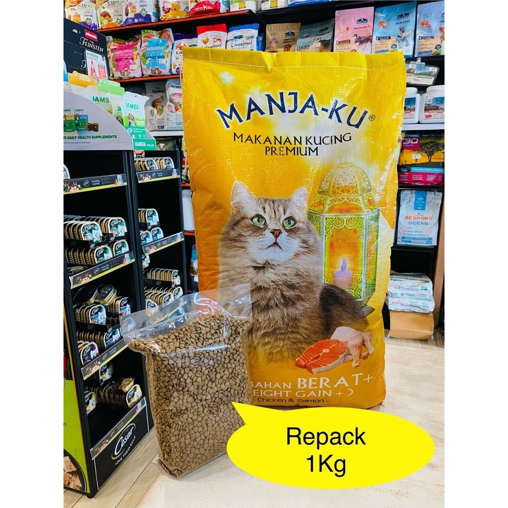 MANJA-KU CAT - WEIGHT GAIN CHICKEN & SALMON REPACK 1KG MAKANAN KUCING ...