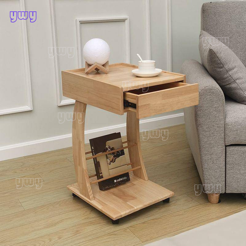 hanw Solid hanw Sofa Side Wood Cabinet Movable Mini Coffee With Wheels ...