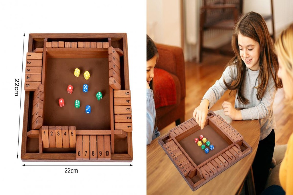Sa Wooden Box Dice Game Wooden Dice Board Game Wooden Shut the Box Game ...