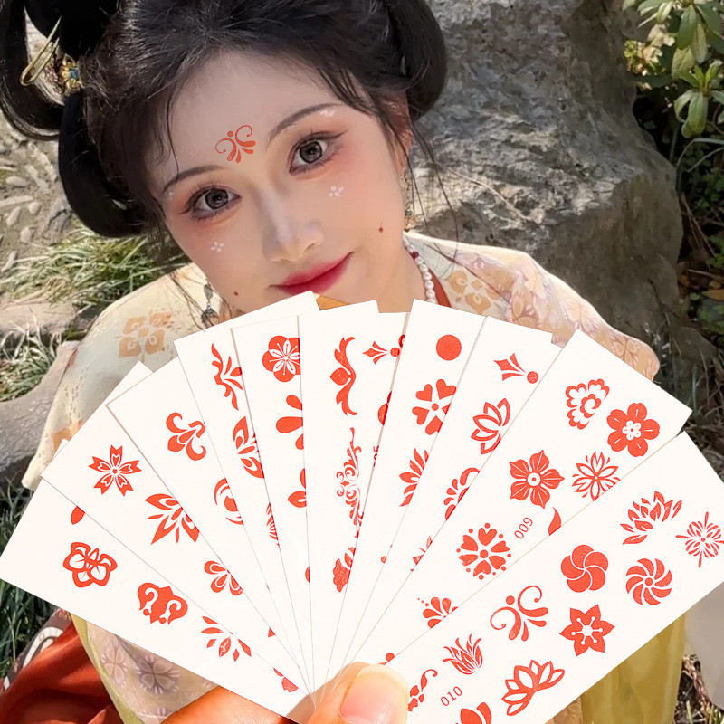 10Pcs Chinese Style Printed Eyebrow Sticker - Ancient Style Hanfu ...