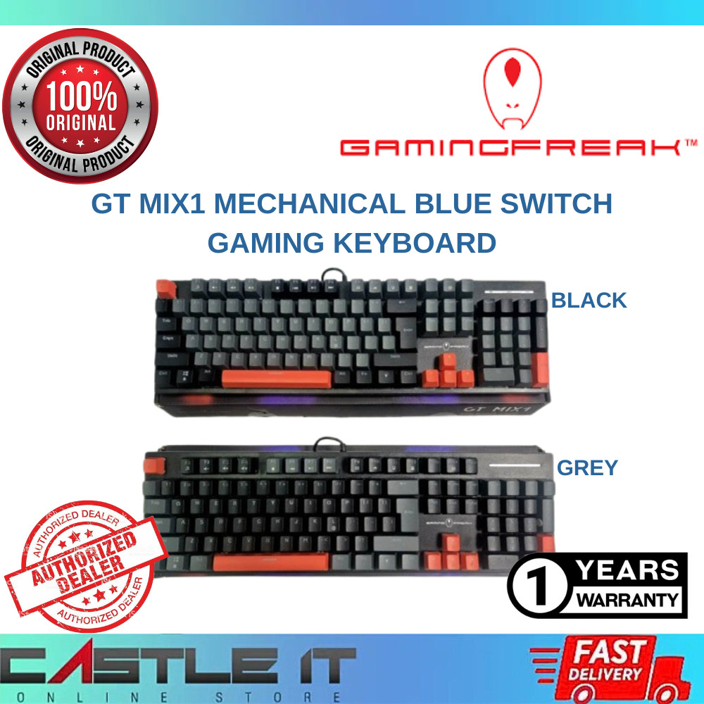 Gaming Freak GT MIX1 BLACK / GREY Mechanical Gaming Keyboard Blue ...