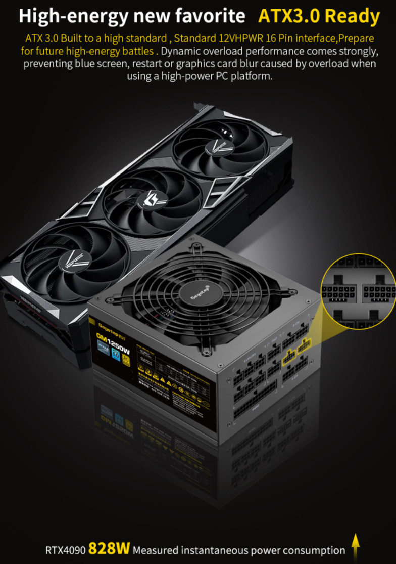 SEGOTEP GM1250W FULL MODULAR ATX3.0 1250 WATT 80 PLUS GOLD POWER SUPPLY PSU (5 YEARS WARRANTY ...