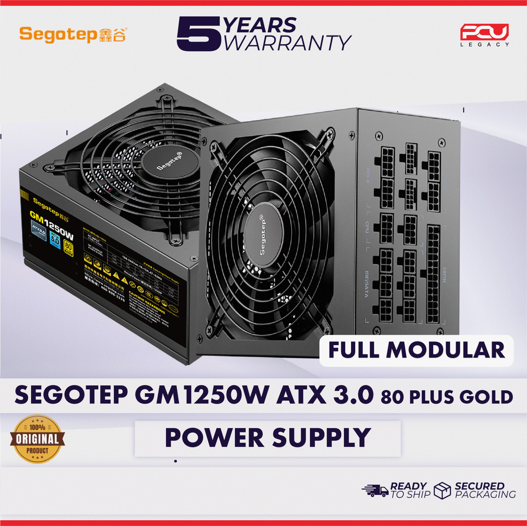 SEGOTEP GM1250W FULL MODULAR ATX3.0 1250 WATT 80 PLUS GOLD POWER SUPPLY PSU (5 YEARS WARRANTY ...
