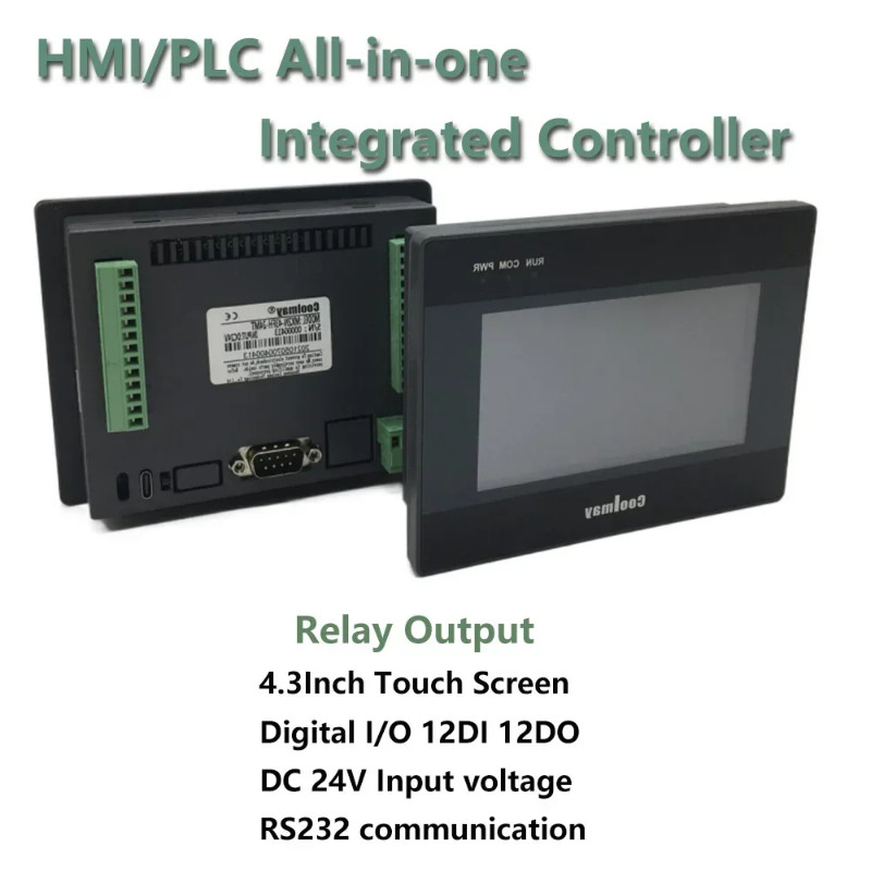 HMI PLC All-in-one Integrated Controller 4.3" Touch Panel Relay Output ...
