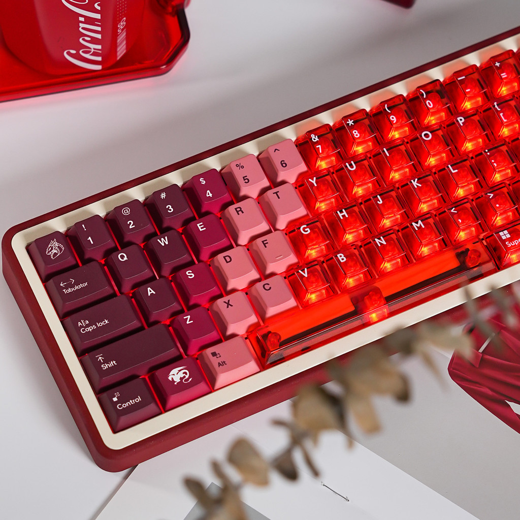 Red Dragon Keycaps Gradient Red PBT+PC Light through Cherry profile ...