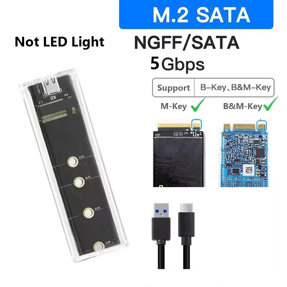 Transparent enclosure for M.2 NVMe SATA SSD, 10gbps, USB 3.1, Gen2, for ...