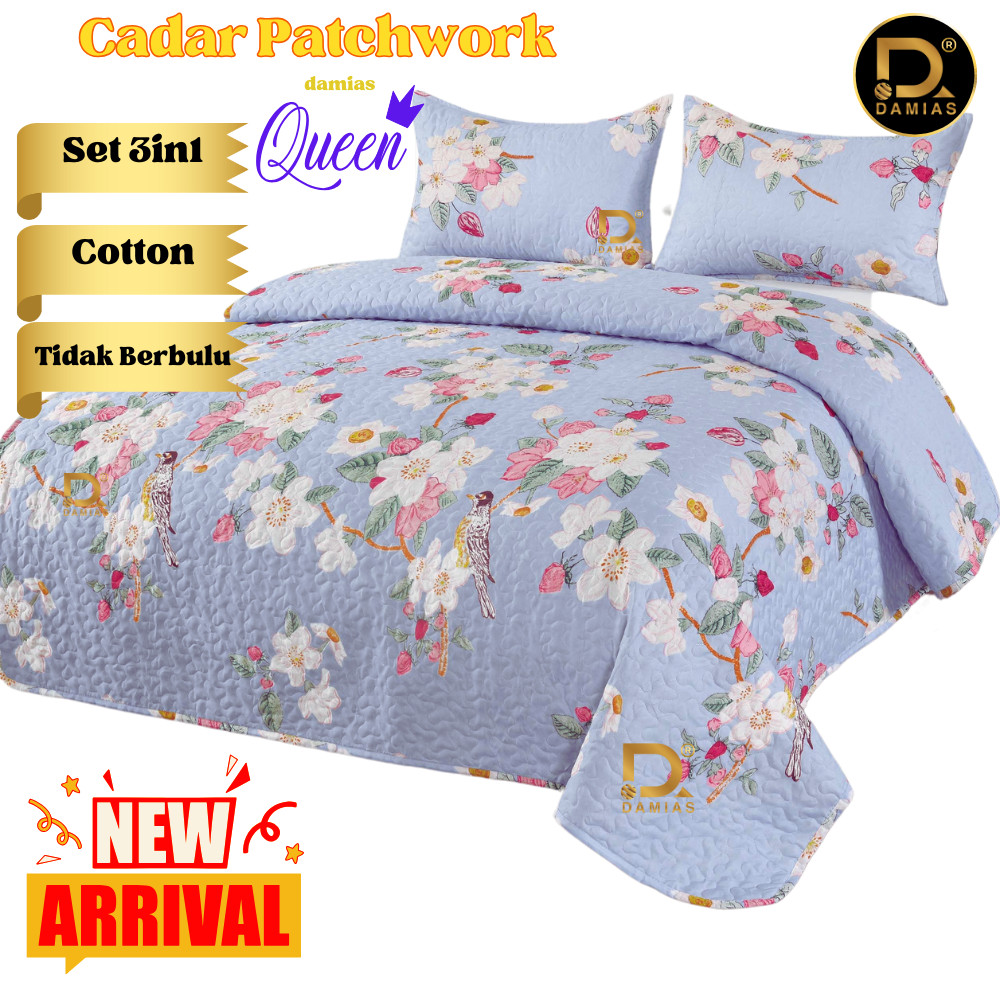 Cadar Patchwork Aizhuo Set 3 in 1 Cotton Saiz Queen Mattress Cover ...
