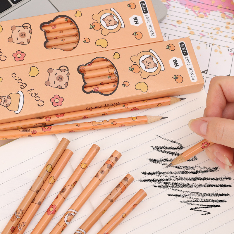 12Pcs Capybara Writing Pencil - Cartoon HB Drawing Pencil - Long Pole ...