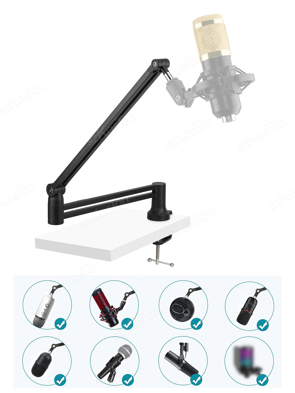 Adjustable Microphone Boom Arm Extended Riser with Cable Management Low ...