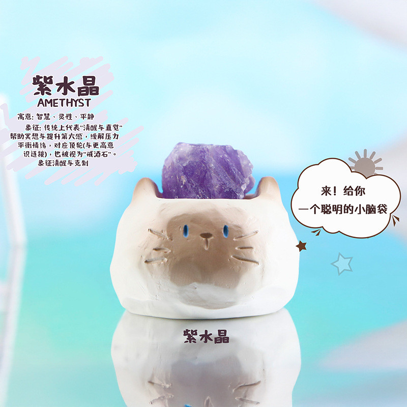Cat crystal blind box figure toy furniture ornament cute animals model ...