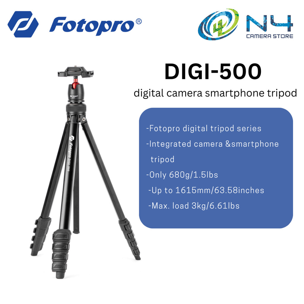 Fotopro DIGI-500 Portable Tripod 162cm Lightweight Camera Phone Stand ...
