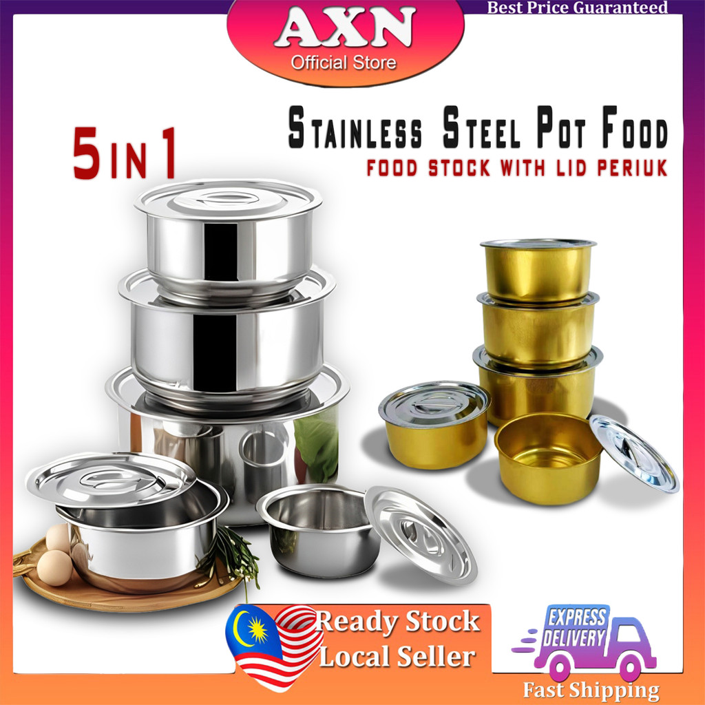 AXN Family cook 5 In 1 Stainless Steel pot Food Stock With Lid Periuk ...