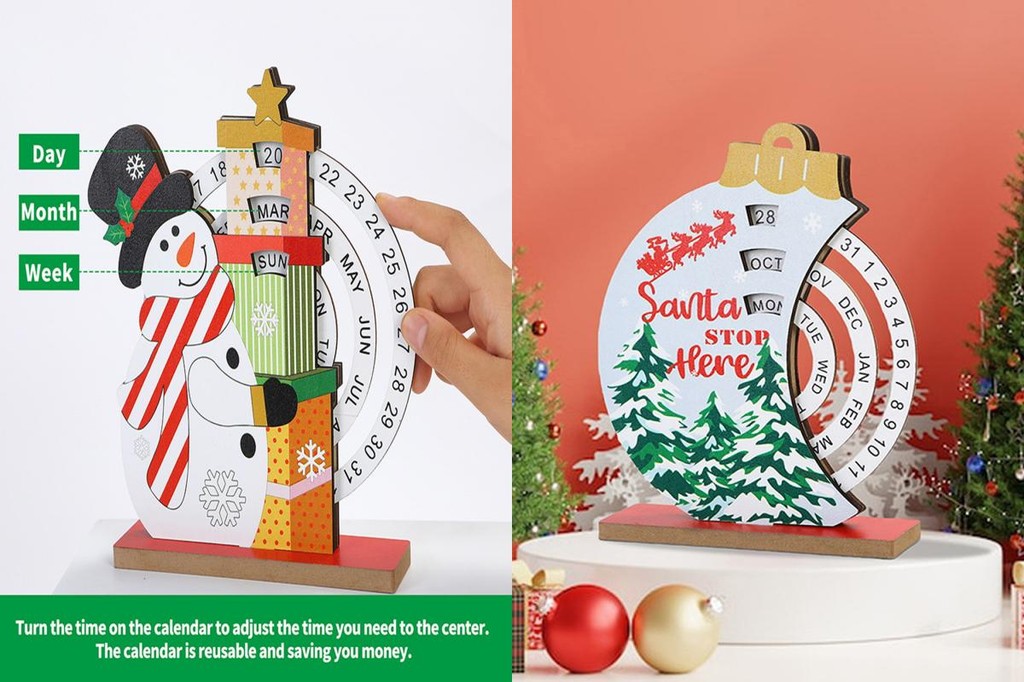 SUN_ Environmentally Friendly Calendar Rotating Wall Calendar Wooden ...