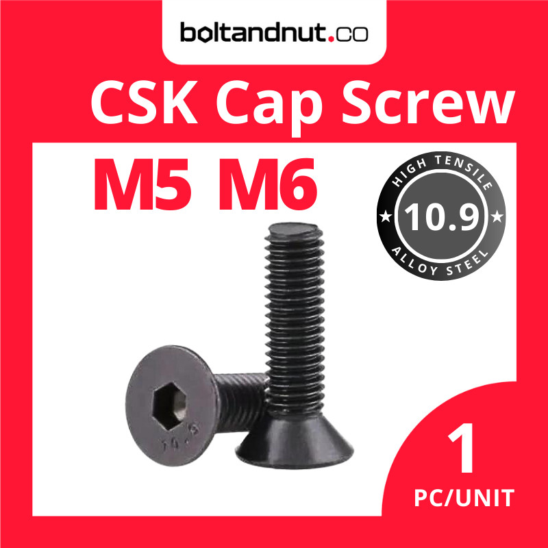 M5 M6 Hex Socket CSK Cap Screw DIN7991 | Alloy Steel Grade 10.9 | Black ...