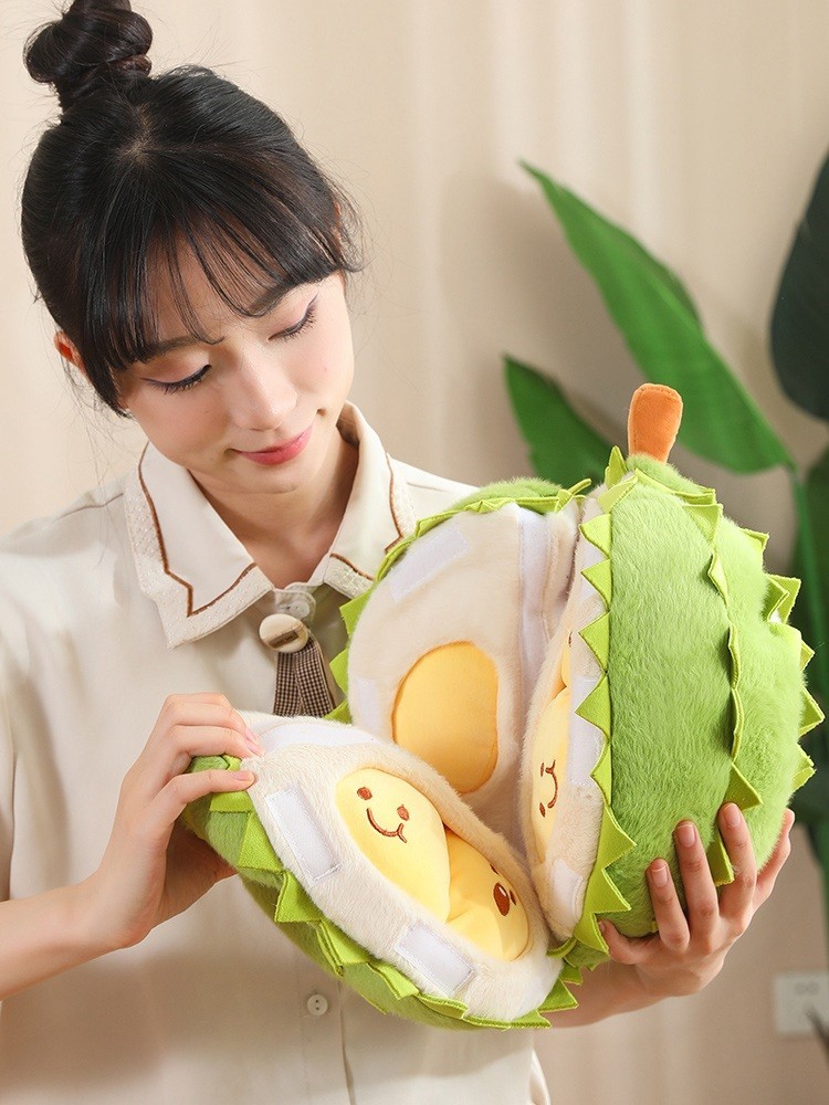 Durian Plush Doll Simulated Fruit Plushie Toy Soft Detachable Stuffed ...
