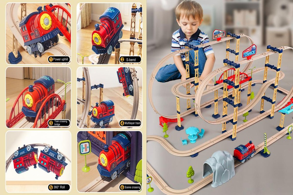 TURT Train Track Building Set Kids Train Track Set Electric Train Track ...