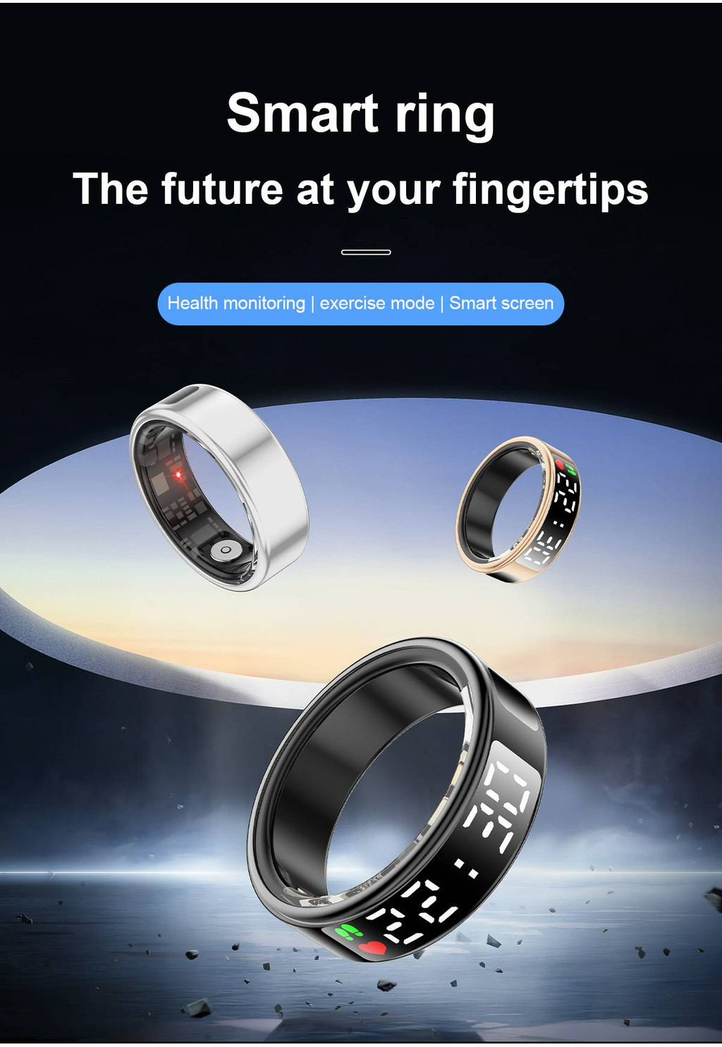 2024 New For IOS Android Ring Heart Rate Blood Oxygen Monitoring Rings ...