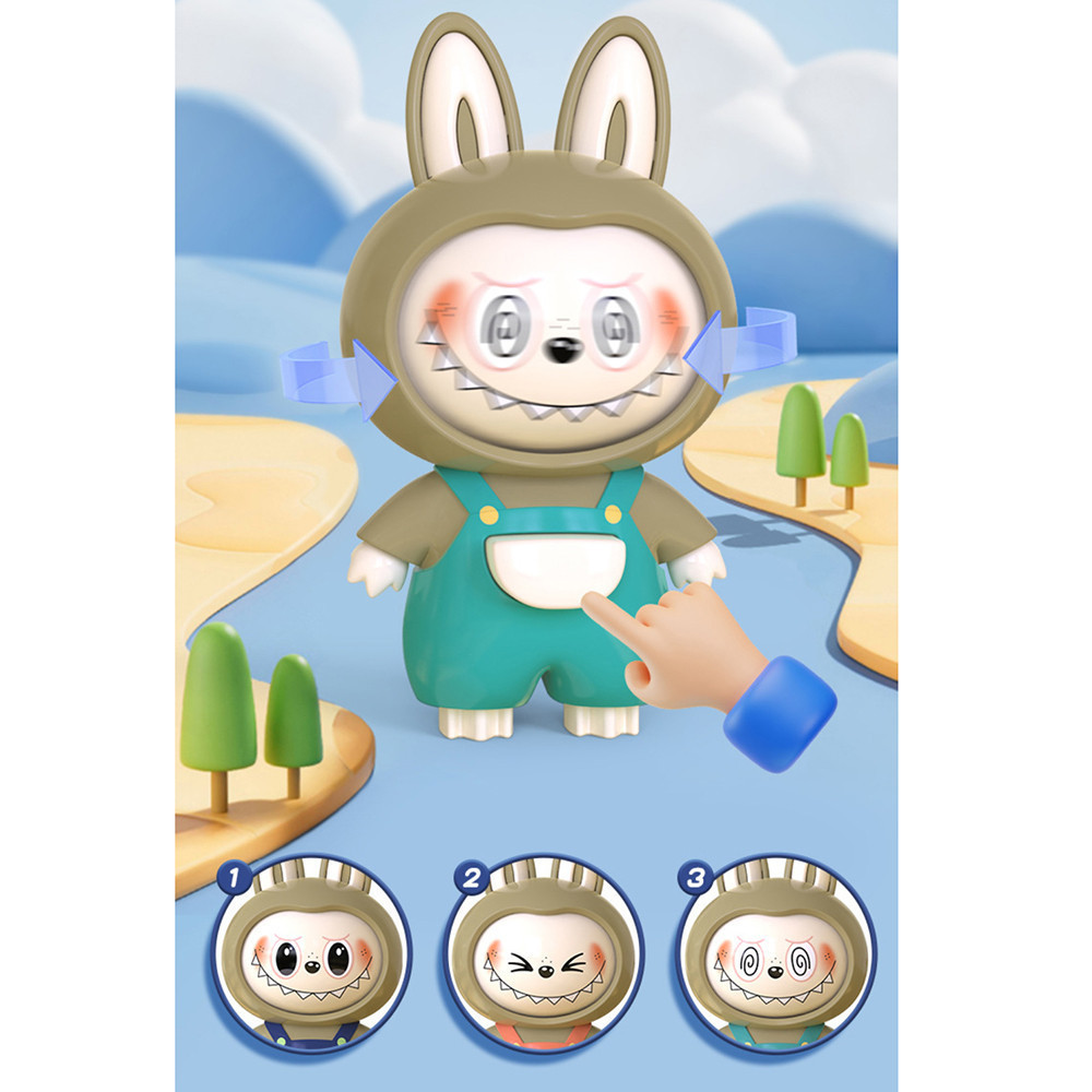 Cartoon Labubu Face Changing Toy Keychain Creative Cute Crayon Shin ...