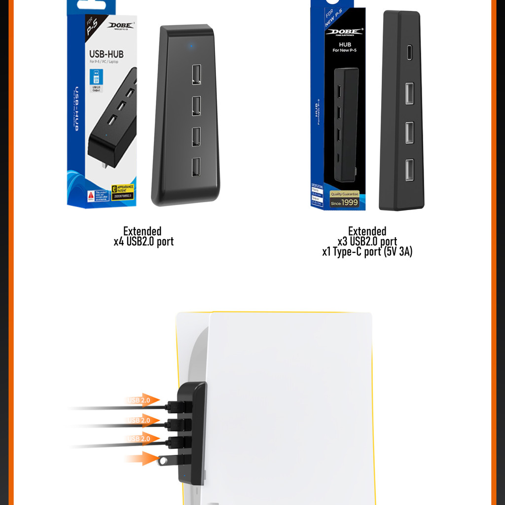 DOBE PS5 FAT SLIM PRO 4Ports USB Hub High-Speed Data Transfer Fast ...