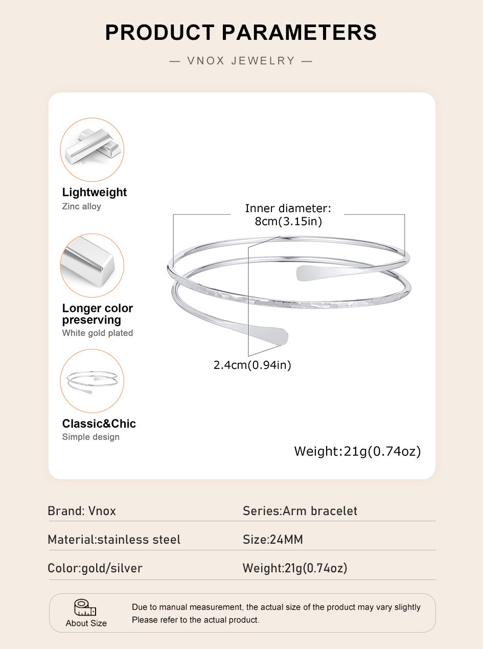 Vnox Gold Silver Exaggerated Punk Hollow Multi-Layer Bracelet,Shiny Snake Shaped Arm Ring ...