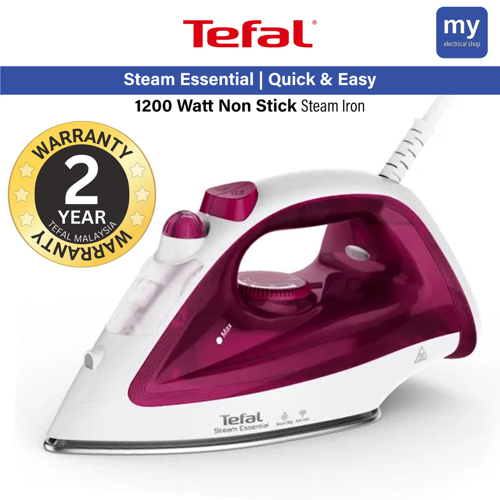 Tefal Steam Essential Quick & Easy 1200 Watt Non Stick Steam Iron ...