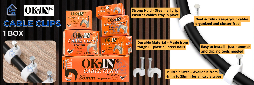 1BOX OK-IN PVC Cable Clips 4MM–35MM | Wall Mount U Nail Clips | Wire ...