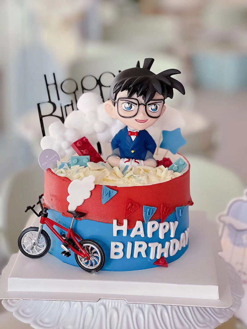 Detective Conan Konan Bicycle Cake Topper Birthday Topper Cake ...
