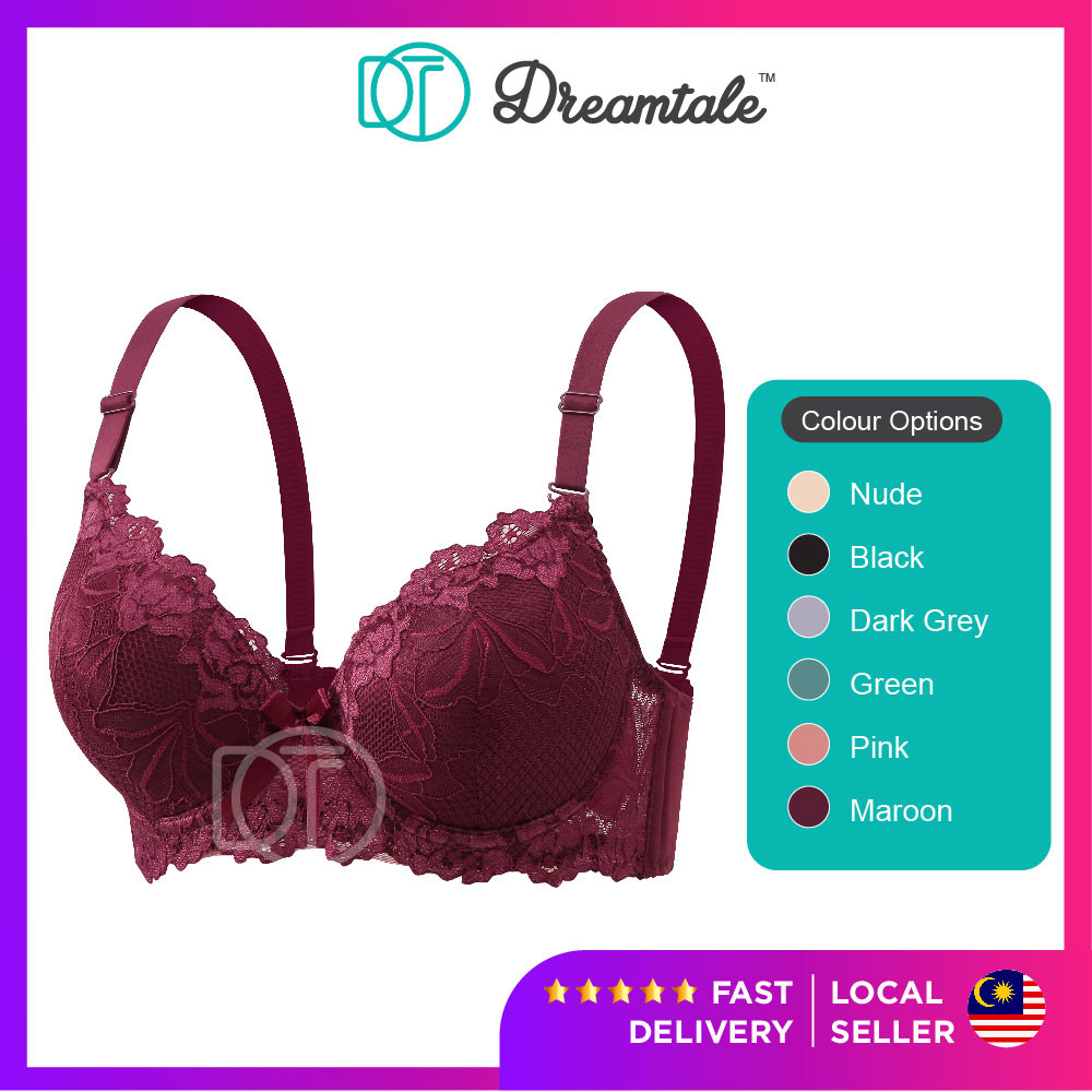 [AB Cup] Dreamtale Women Bra Big Lace Wired Bra Push Up Bra Coli Wanita ...