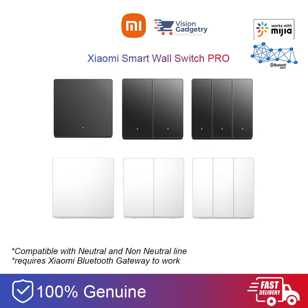 Xiaomi Smart Wall Switch Pro 1/2/3 Gang BLE Neutral/ No Neutral | Shopee Malaysia