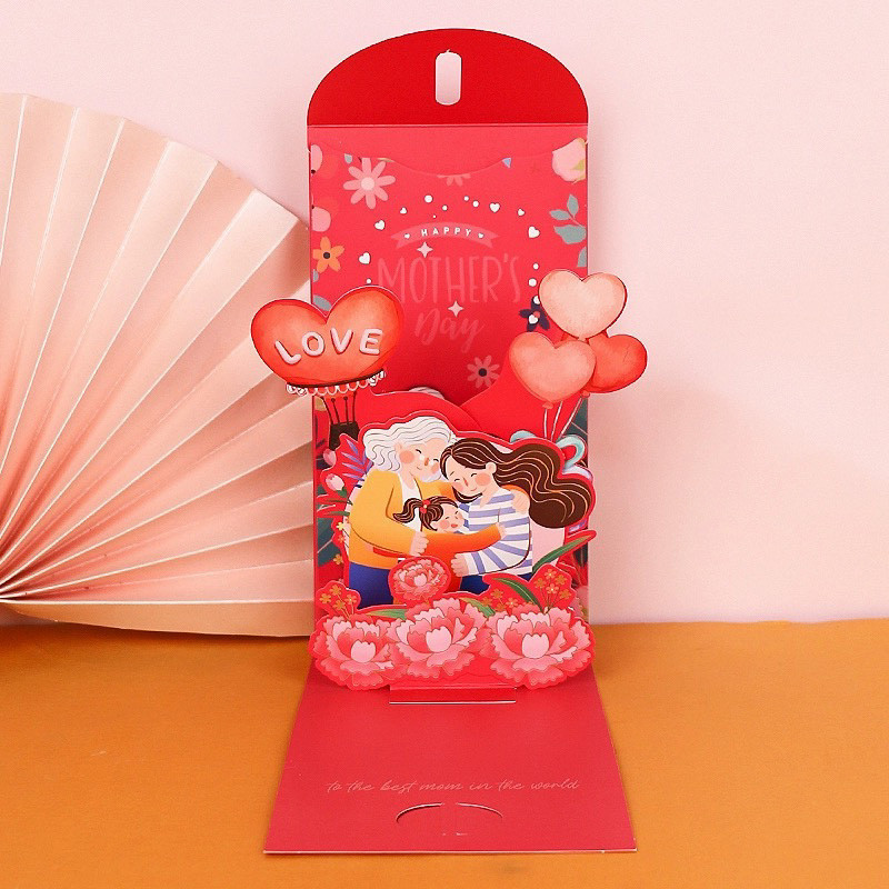 3D Cartoon Money Packet Pink Flower Printing Red Packets Creative Lucky ...