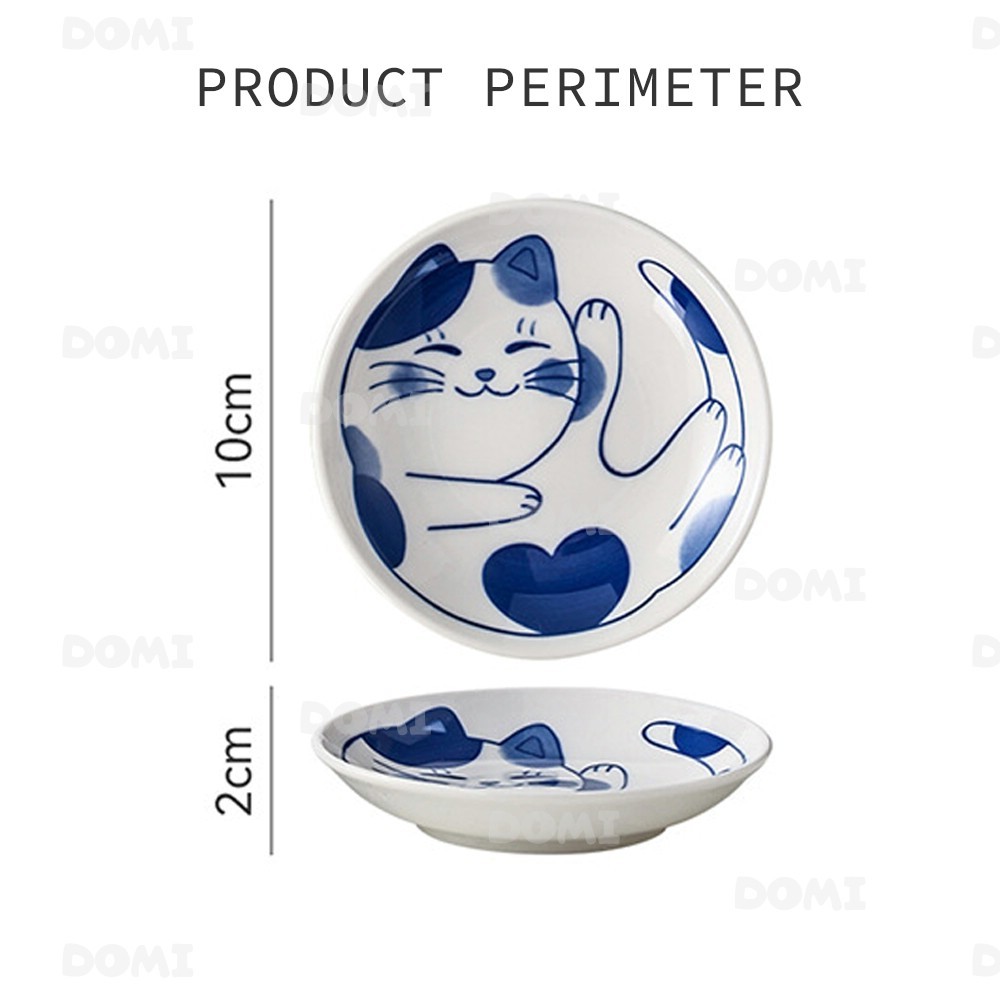 DOMI Japanese Small Ceramic Plate Cute Cats Design Dipping Sauce Mini ...