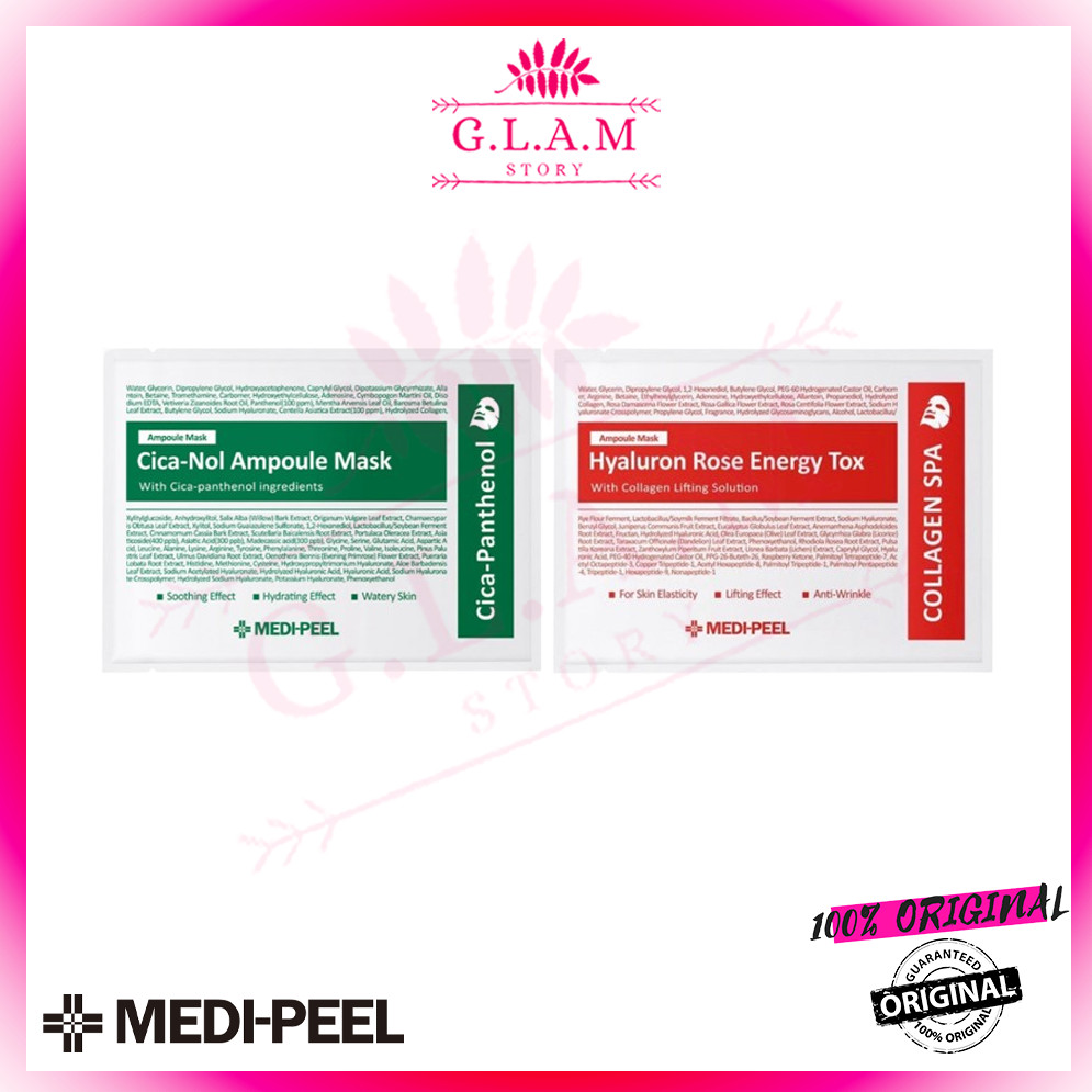 MEDIPEEL Ampoule Mask Hyaluron Rose / Cica-Nol (1 Sheet) 30ml | Shopee ...