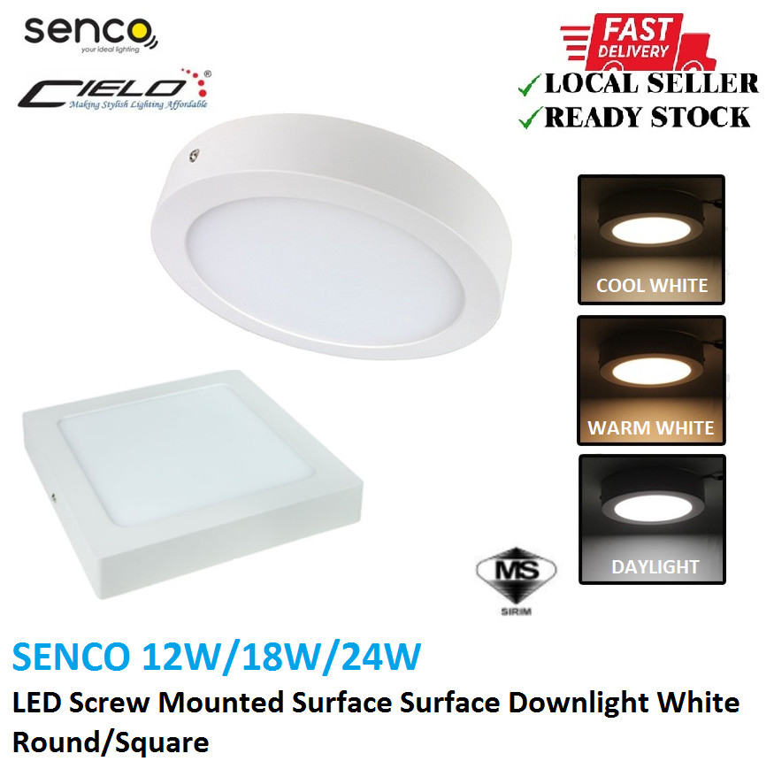 SENCO CIELO 12W/18W/24W LED Screw Mounted Surface Downlight White Round ...