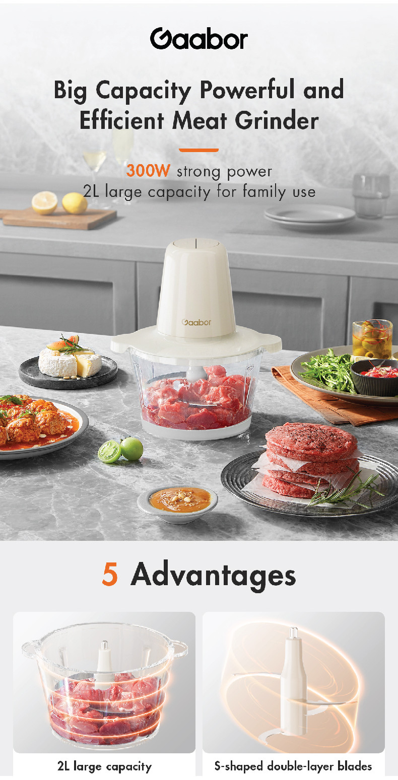 Gaabor 2L Big Capacity Powerful and Efficient Meat Grinder Food ...