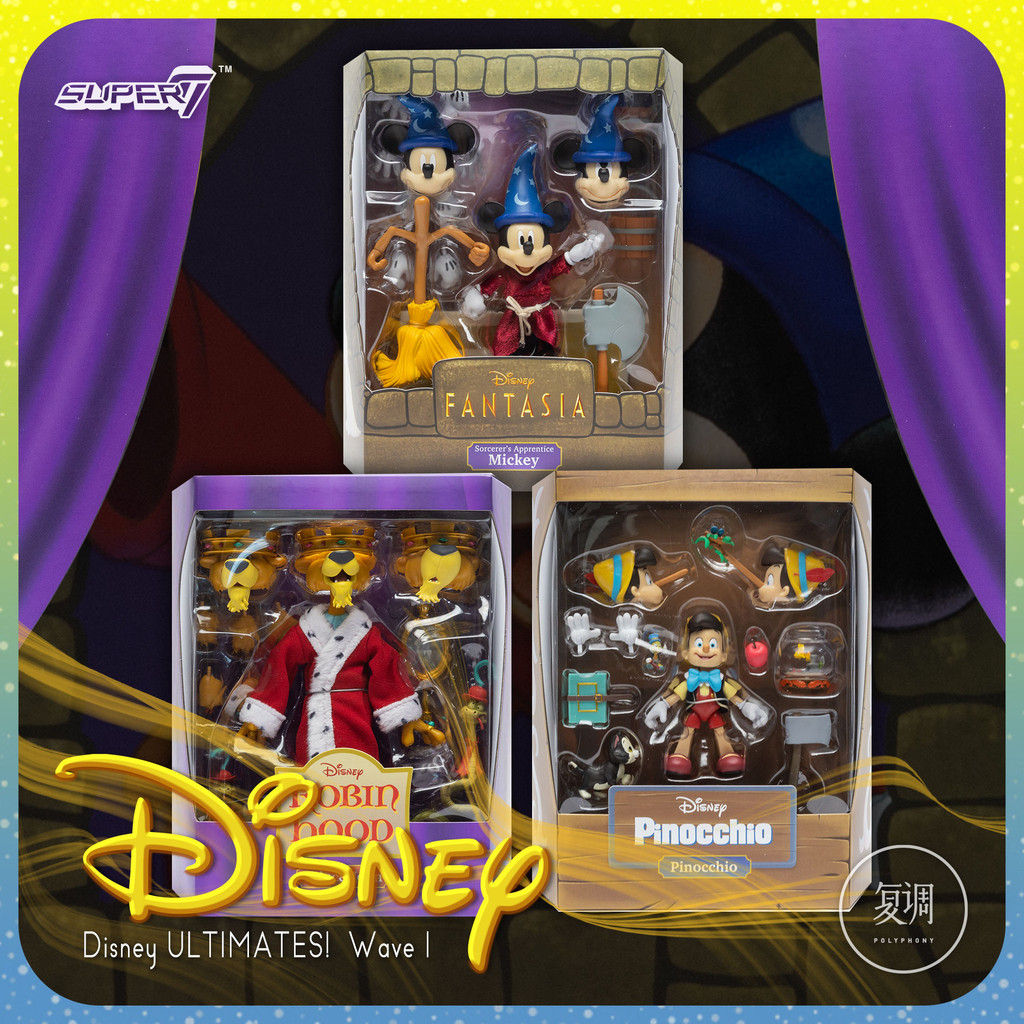 SUPER 7 Disney Ultimate Series 1 Mickey Pinocchio Prince John 7 Inches ...
