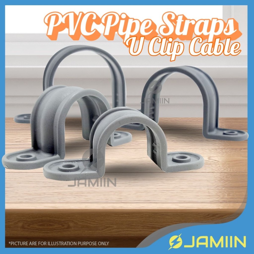 SY U-Pipe Clip PVC Pipe Straps Two Hole Plastic Pipe Clamps Conduit ...