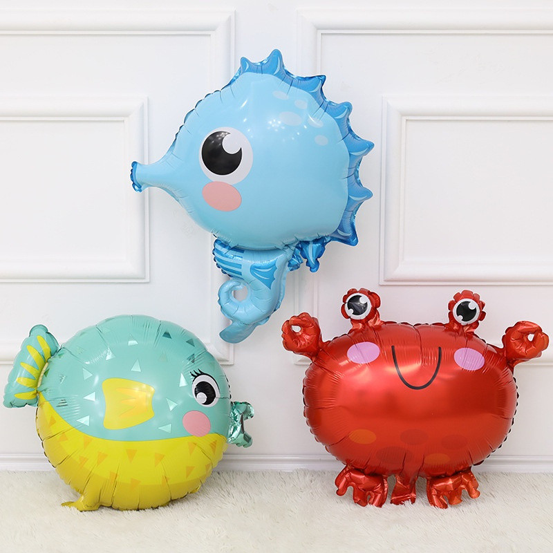 5pcs Sea Animals Balloons Large Fish Balloons Cartoon Sea Creature ...