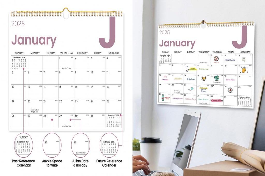wanpanyu Double-line Binding Calendar Elegant Design Calendar 2025-2026 ...