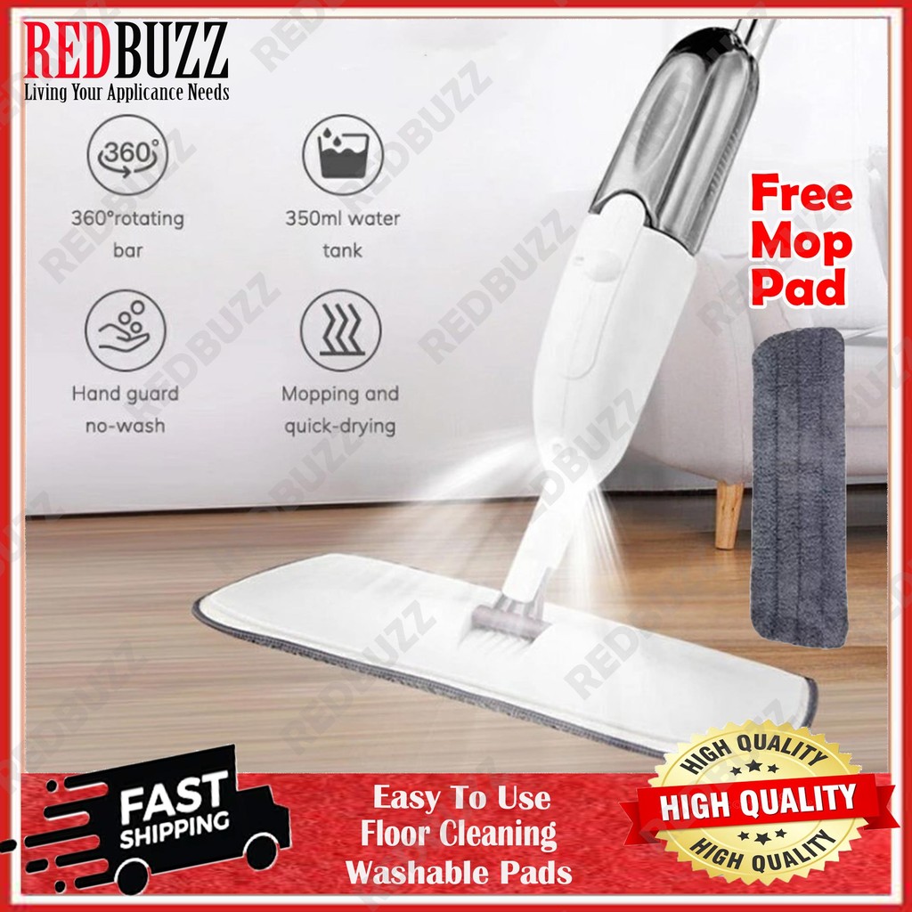 REDBUZZ Spray Mop For Floor Cleaning With 2 Washable Pads, Wet Dry Mop ...
