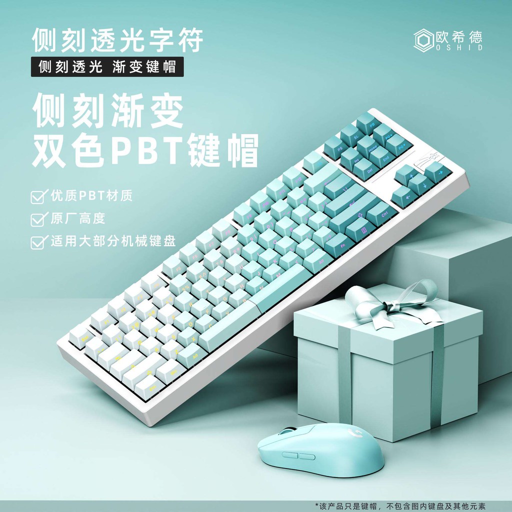 Ohid Side-engraved Gradient Keycap PBT Original Character Translucent ...